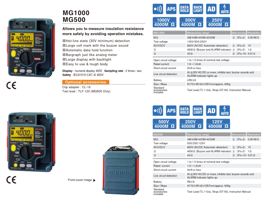 Sanwa Isulation Resistance Tester Sanwa MG1000 Sanwa MG500 - CV. ANEKA ...
